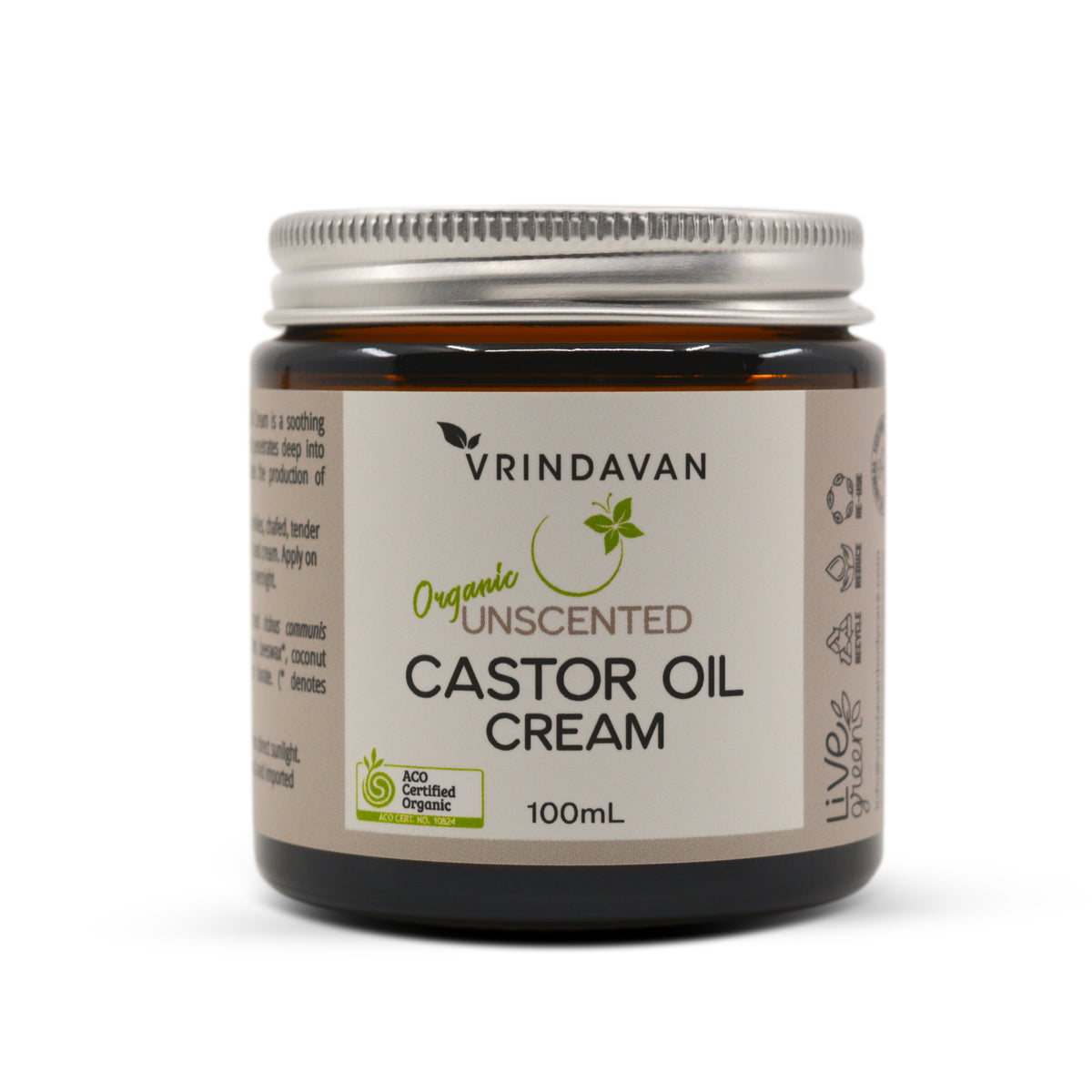 Organic Unscented Castor Oil Cream 100mL | Gentle Moisturiser for ...
