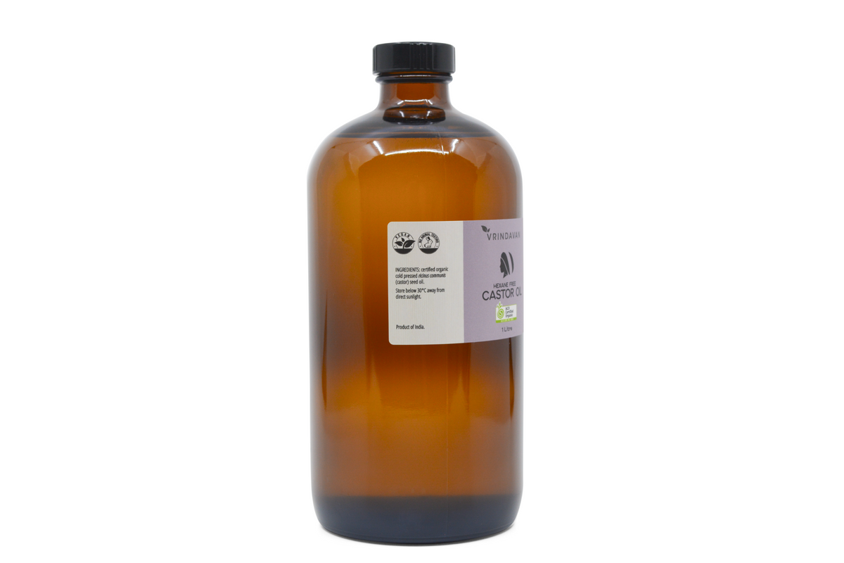 Castor Oil - Certified Organic - 1L - Glass Bottle – Vrindavan Body Care