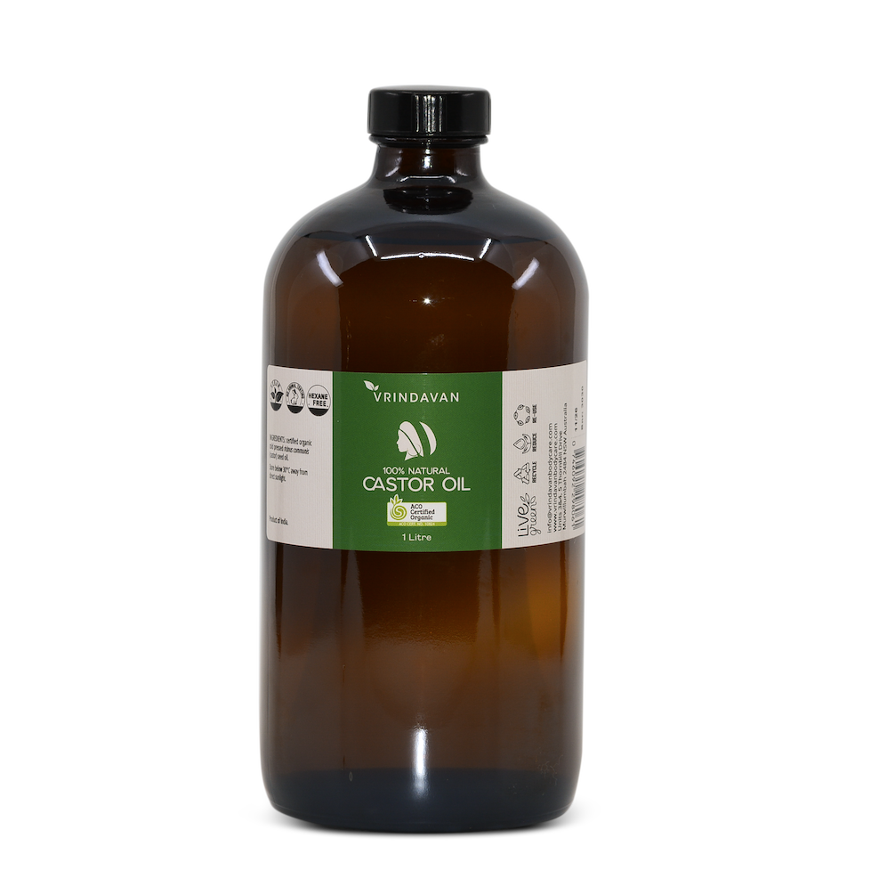 Castor Oil - Certified Organic - 1L - Glass Bottle – Vrindavan Body Care